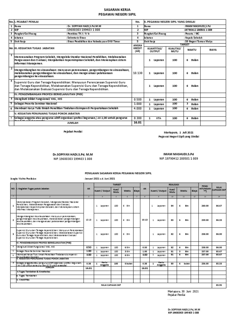 Contoh SKP Pegawai Negeri Sipil 2021 | PDF