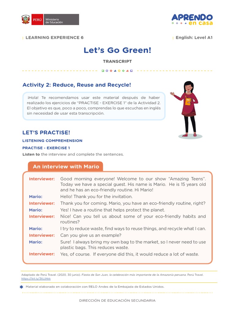 Let's Go Green!: Activity 2: Reduce, Reuse and Recycle! | PDF ...