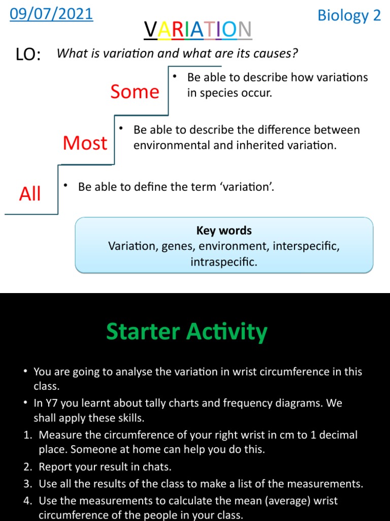 What Is Variation and What Are Its Causes?: Key Words Key Words | PDF ...