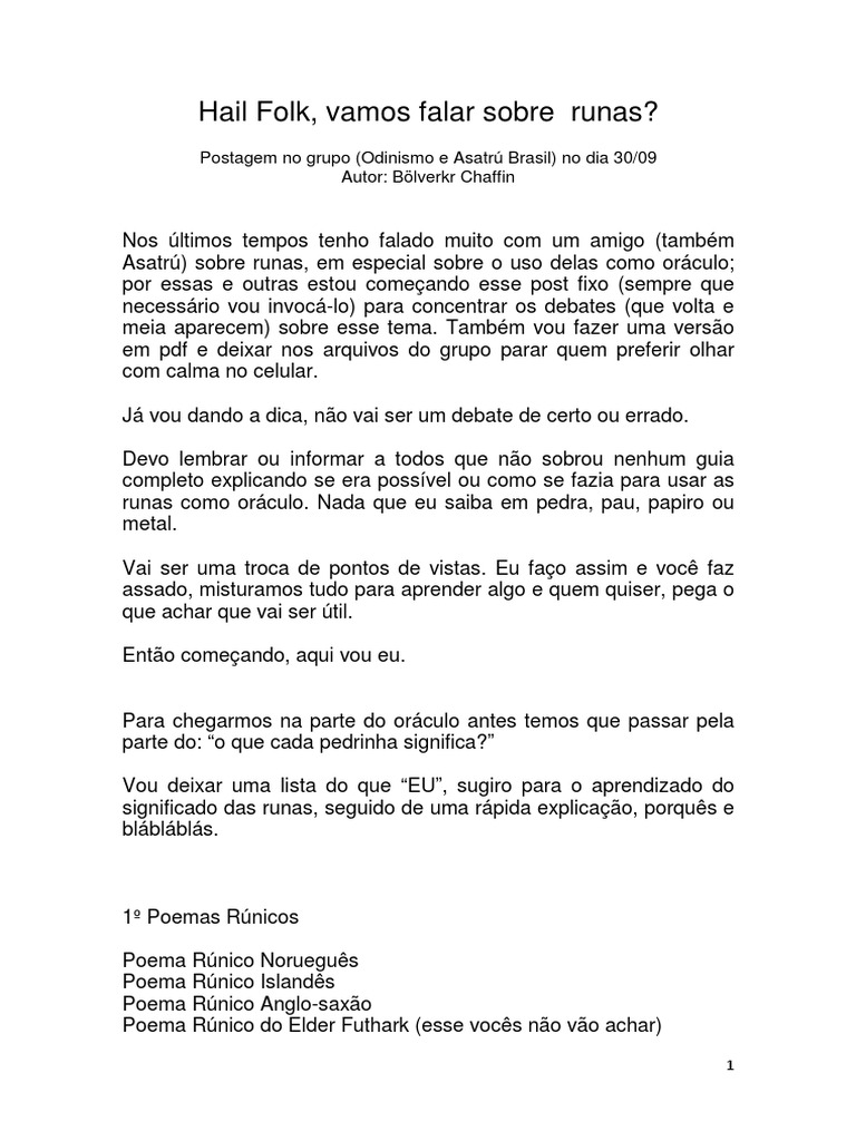 Vamos Falar Sobre Runas | PDF | Sabedoria | Odin Vamos Falar Sobre Runas | PDF | Sabedoria | Odin
