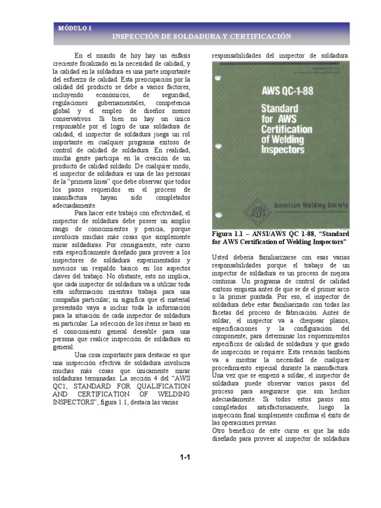 Modulo01 - Inspeccion de Soldaduras y Certificacion | PDF | Soldadura | Construcción