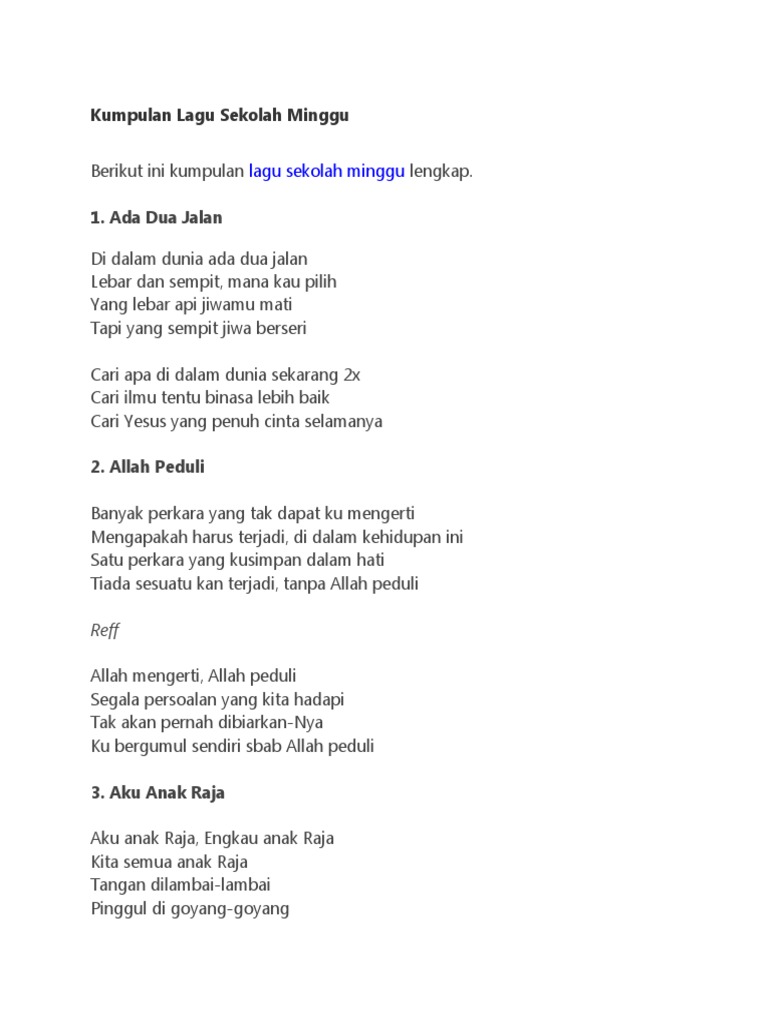 Kumpulan Lagu Sekolah Minggu | PDF