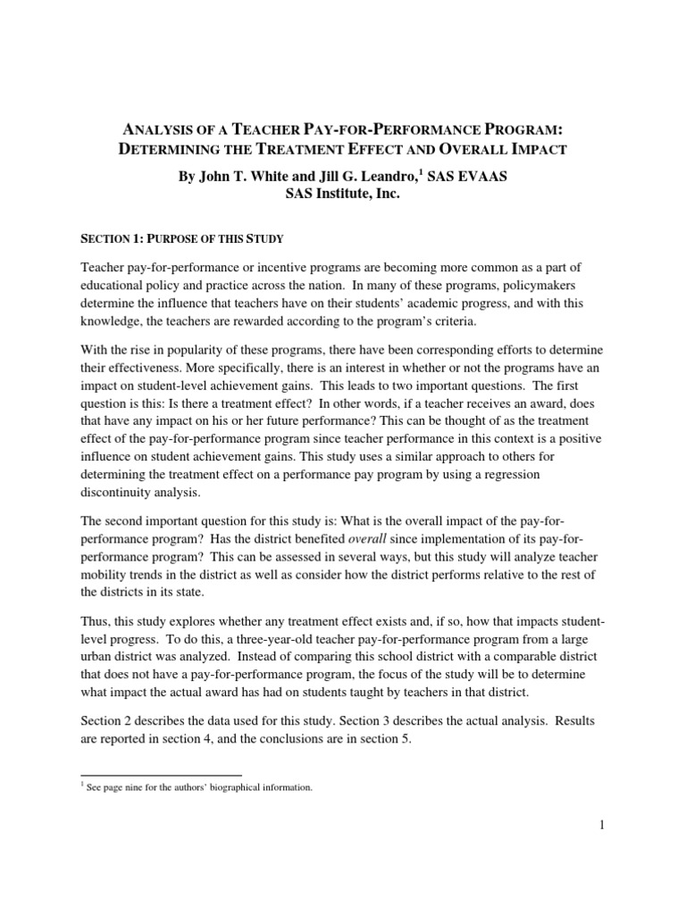 SAS PerfPayImpactStudy | PDF | P Value | Regression Analysis