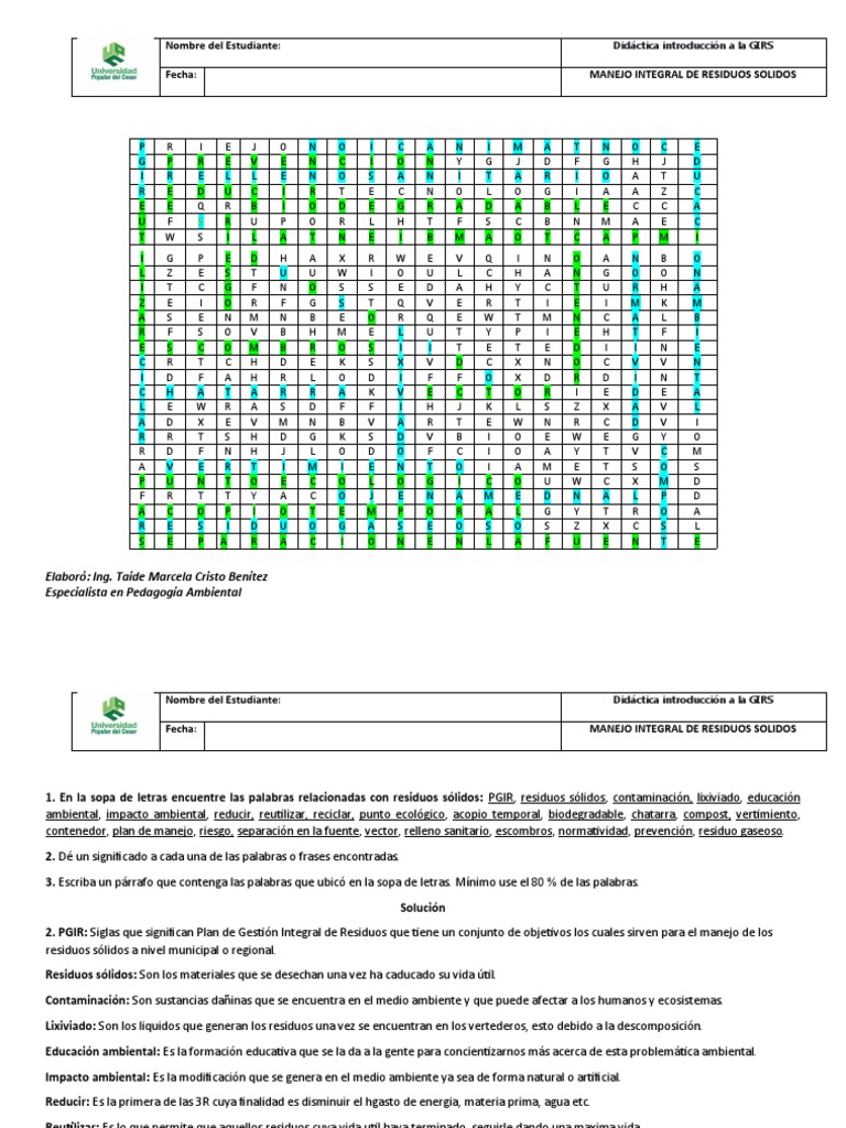 Actividad Introducción PGIRS | PDF | Residuos | Vertedero