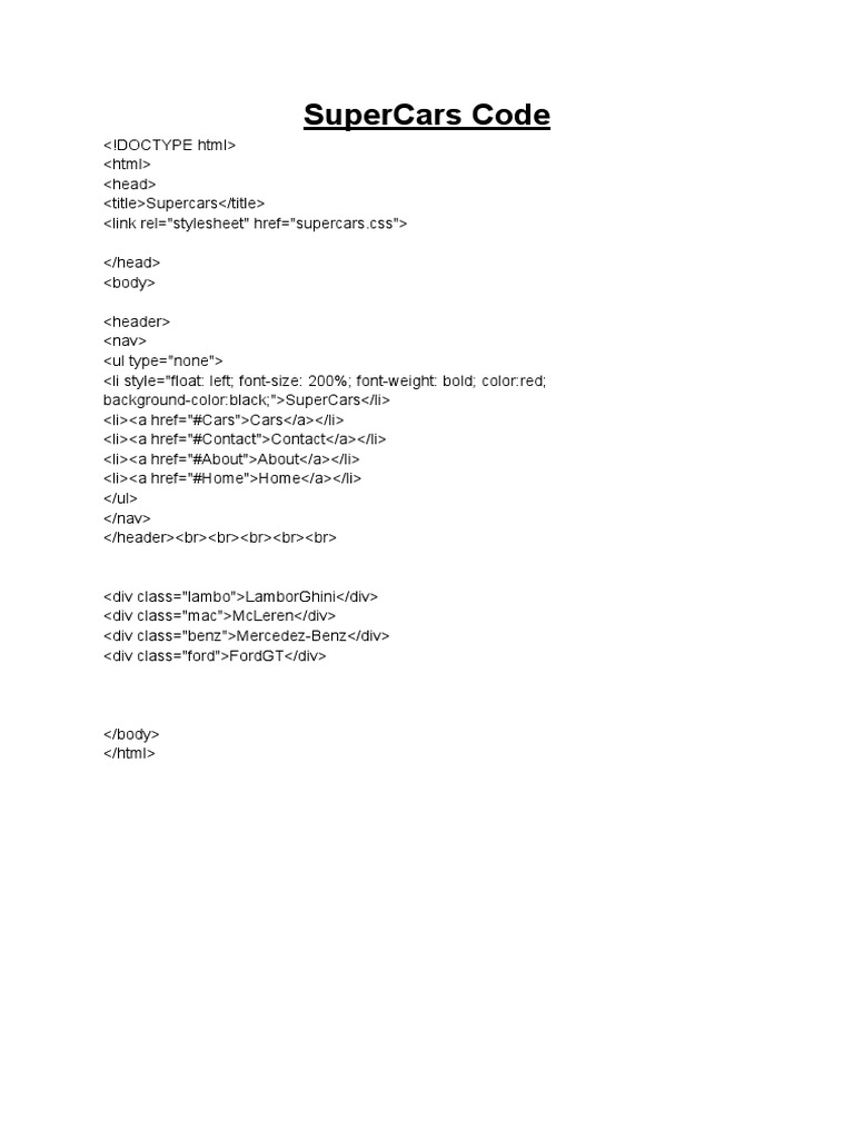 SuperCars Code | PDF | Computers