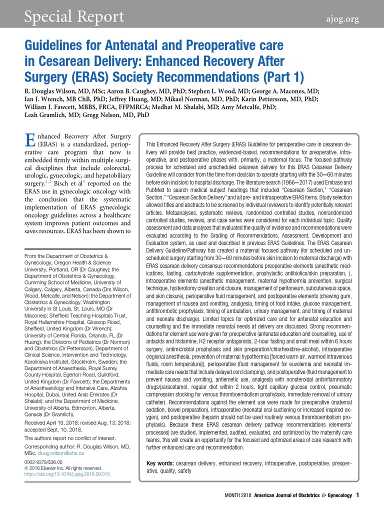 Eras Part 1 | PDF | Caesarean Section | Childbirth