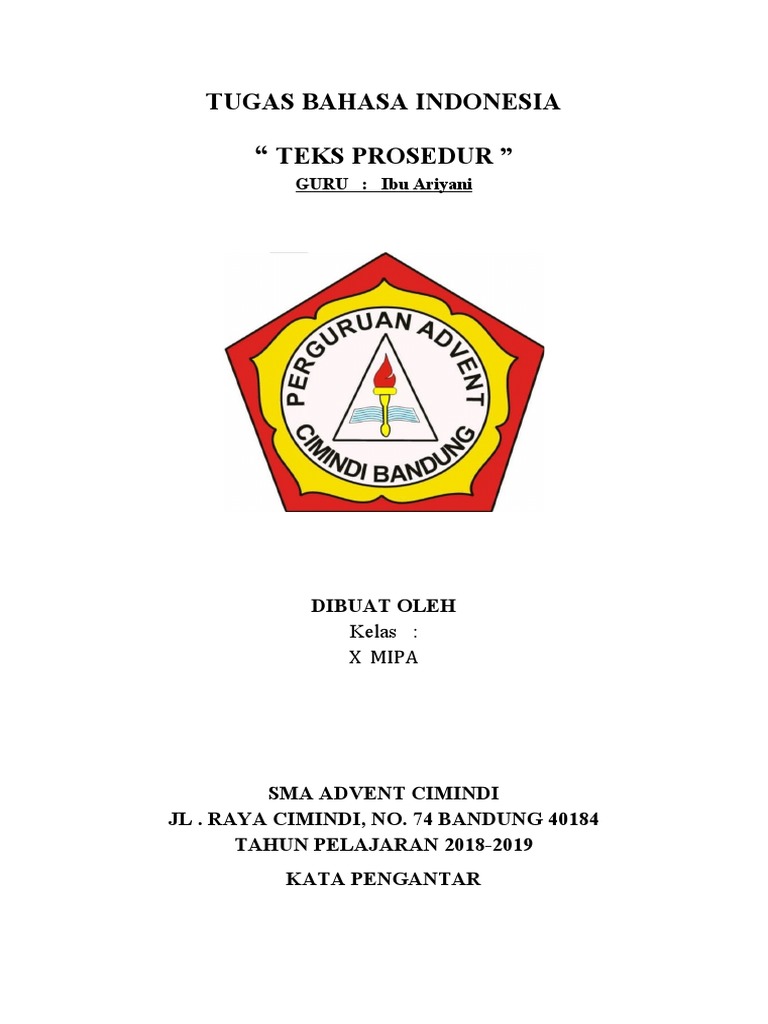 COVER TUGAS BAHASA INDONESIA (Teks Prosedur) | PDF | Karier & Perkembangan