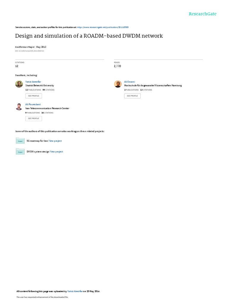 Design and Simulation of A ROADM Based DWDM Network | PDF | Wavelength ...