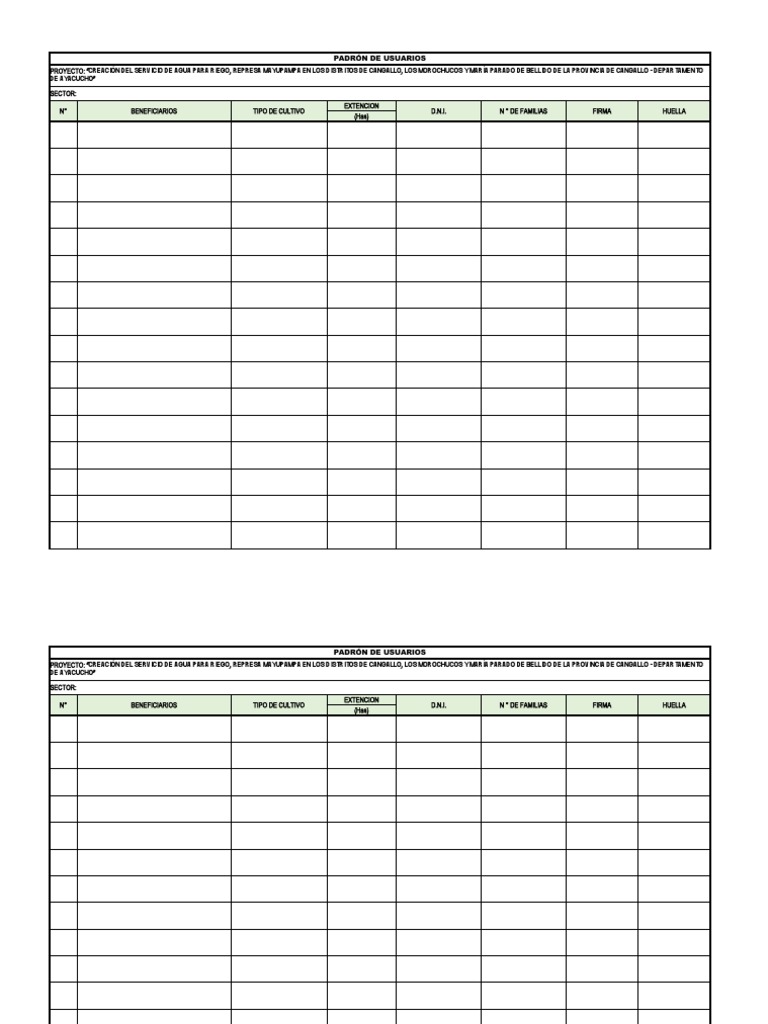 Padron de Beneficiarios | PDF | Agua y política | Administracion del Agua