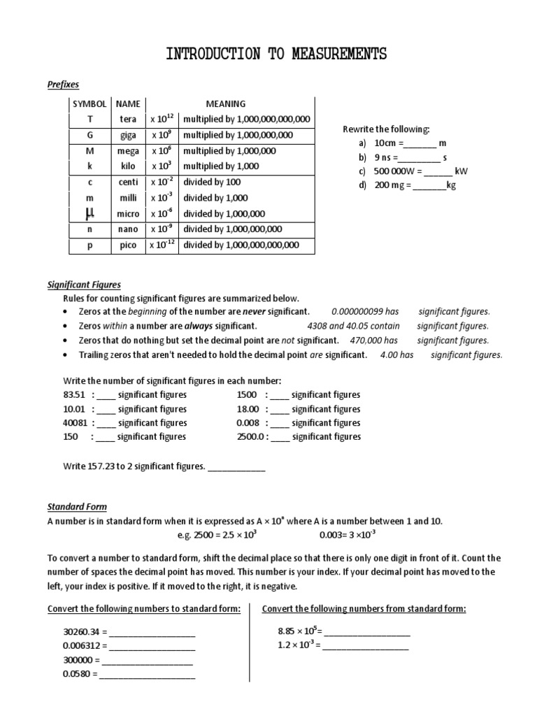 Measurement Basics: Units, Figures, Density | PDF | Significant Figures ...