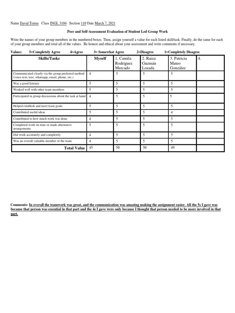 Group Evaluation Form Pdf - Printable Forms Free Online