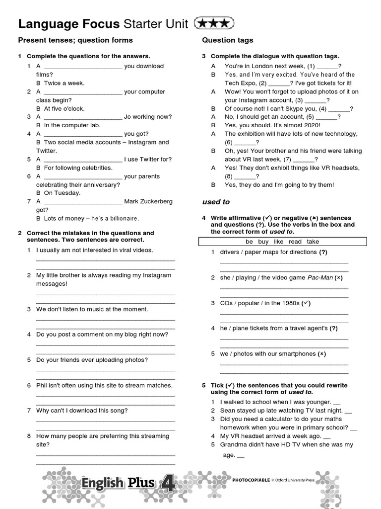 Language Focus Starter Unit Guide | PDF | Question | Linguistics