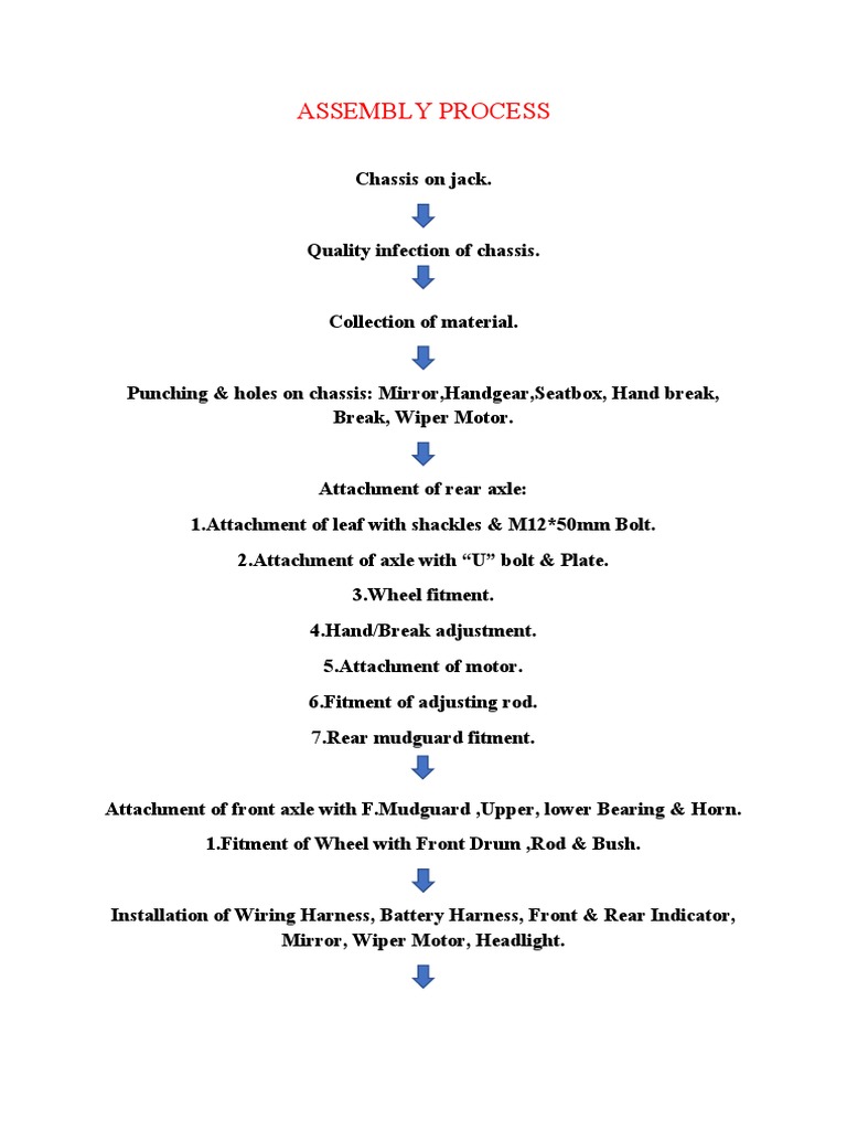 Assembly Process of Electrical Vehicles | PDF