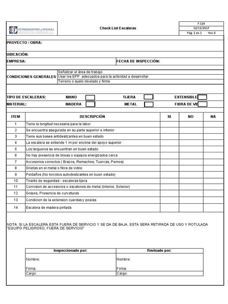 Check List Escaleras | PDF