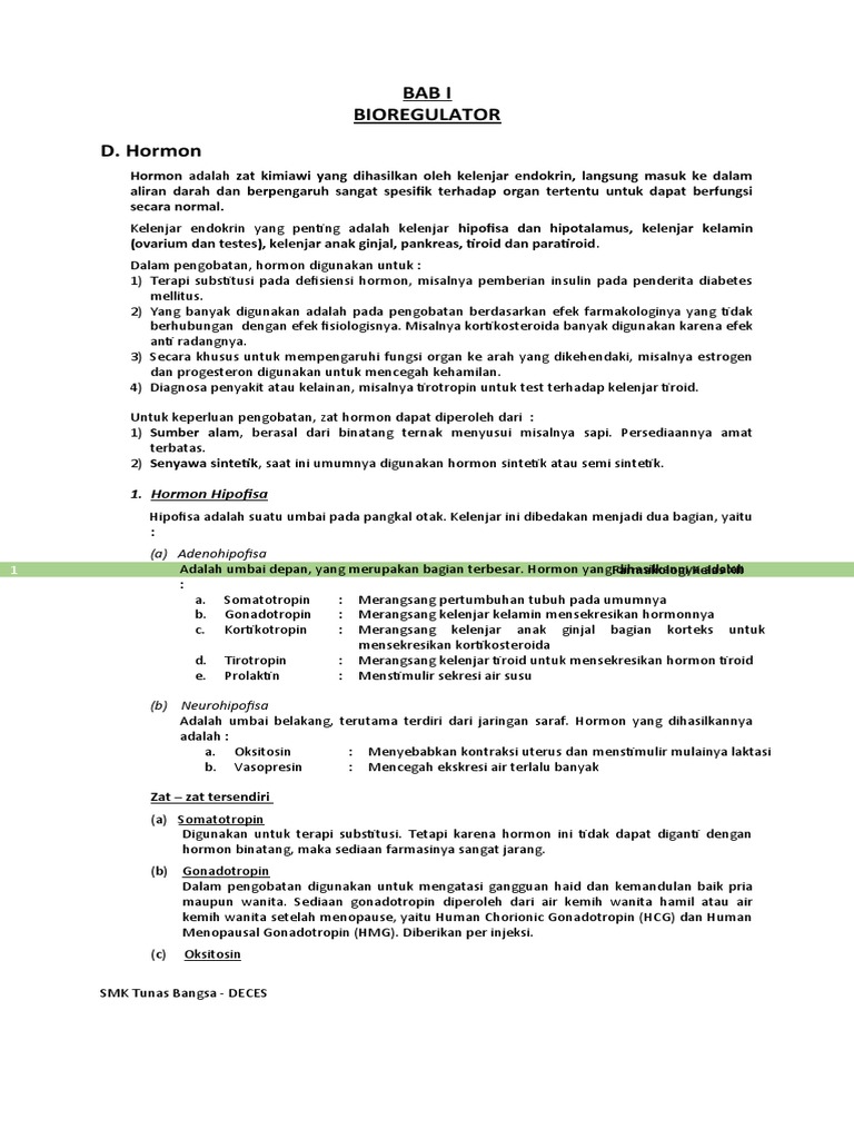 Bab 1 - Bioregulator - Hormon | PDF | Pengembangan Diri