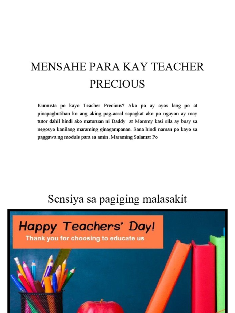 Mensahe para Kay Teacher Precious | PDF