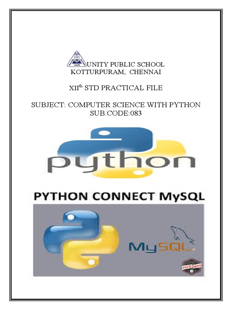 Computer Science With Pyhton Practical File | PDF | Area ...