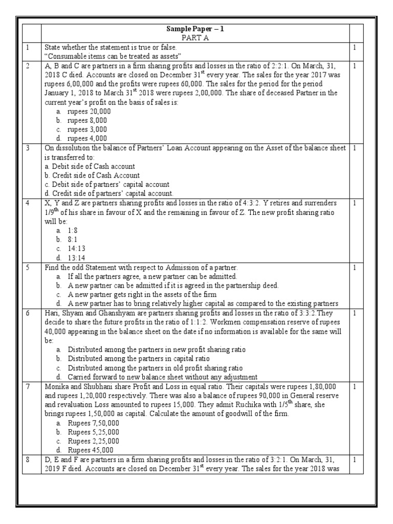 15 Sample Papers Accountancy 2019-20 | PDF | Expense | Balance Sheet