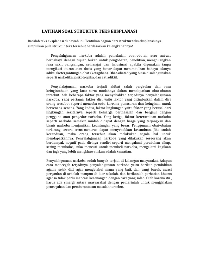 Latihan Soal Struktur Teks Eksplanasi | PDF