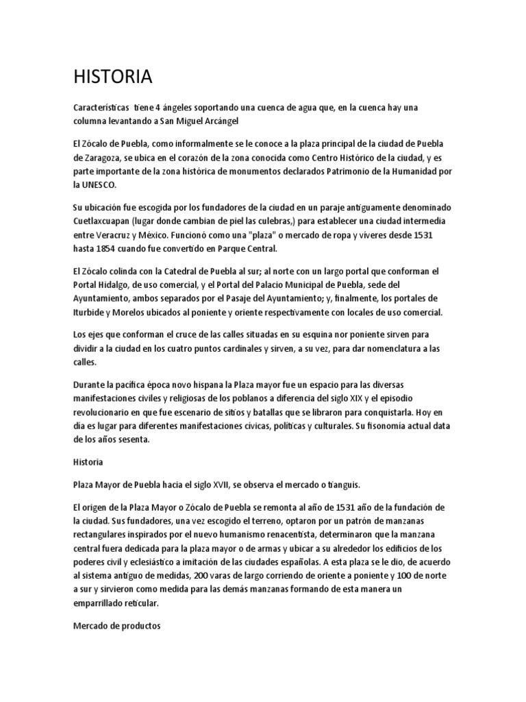 Historia Zocalo De Puebla Pdf