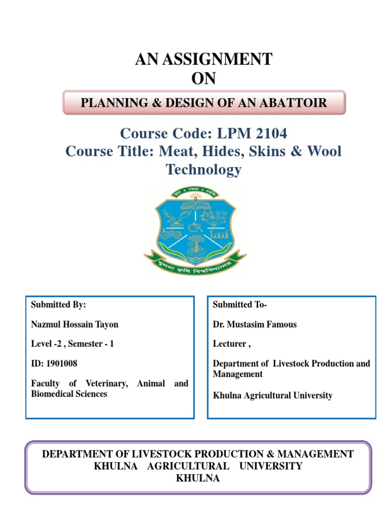 Planning & Design of An Abattoir | PDF | Slaughterhouse | Animal Slaughter