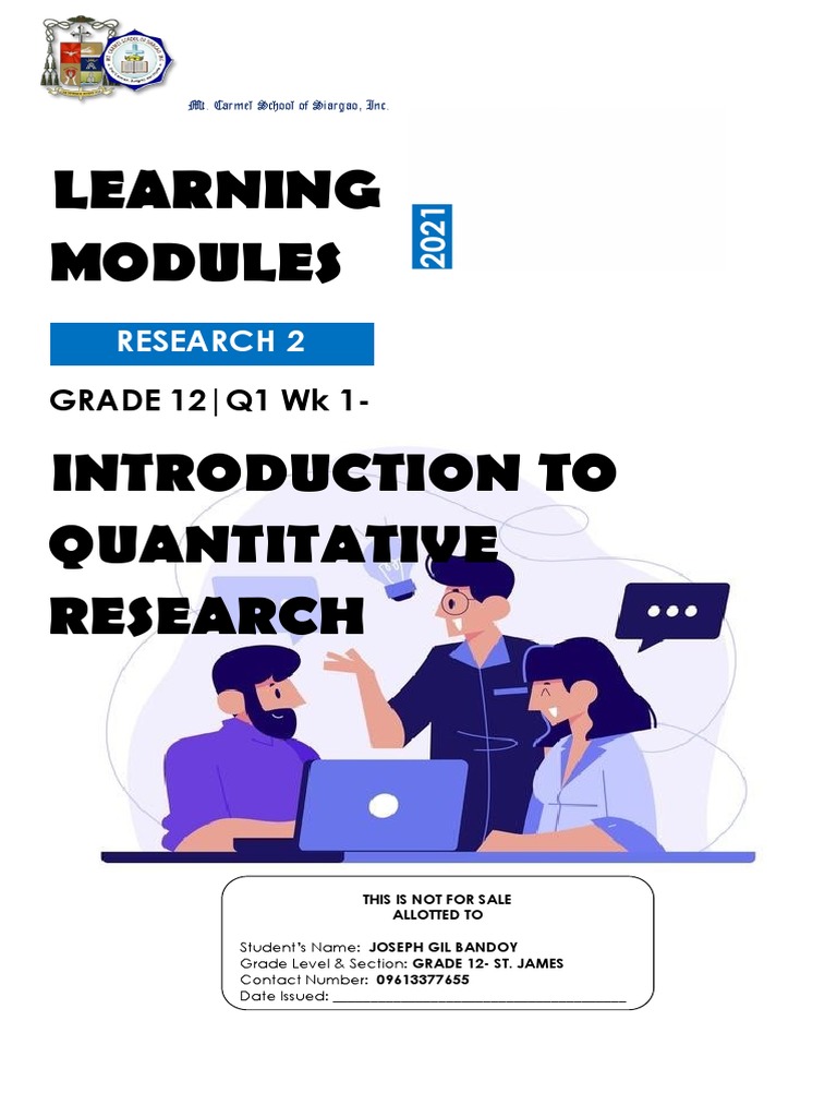 RESEARCH 2 Q1 WEEK 1-2 (Grade 12) | PDF | Statistics | Quantitative ...