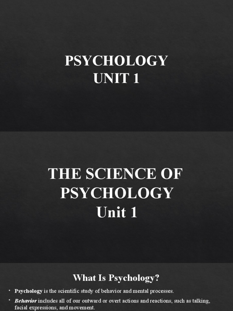 Psychology Unit 1 | PDF | Psychology | Metaphysics Of Mind
