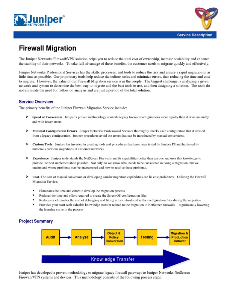 Firewall Migration: Service Overview | PDF | Juniper Networks | Firewall (Computing)