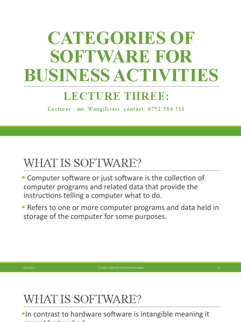 Lecture Three - Categories of Software For Business | PDF | Operating ...