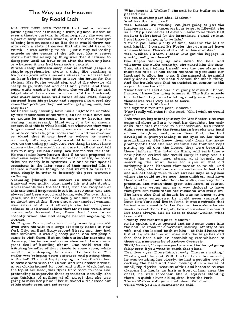 Dahl-The Way Up To Heaven | PDF