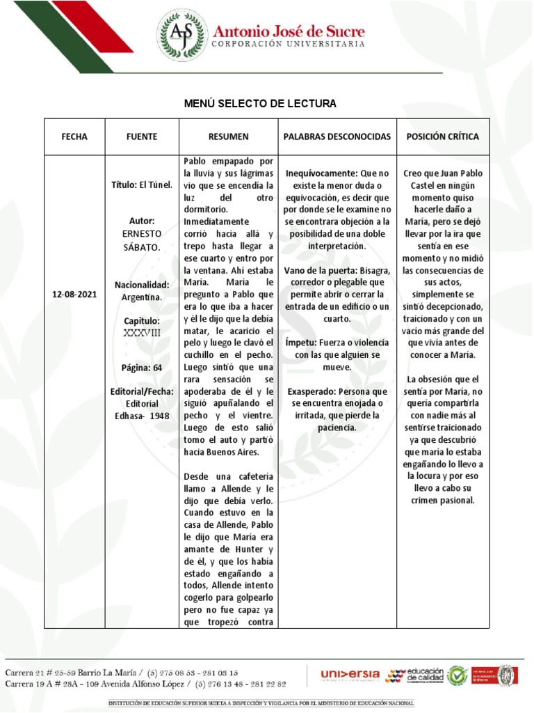 Formato Menú Selecto de Lectura | PDF