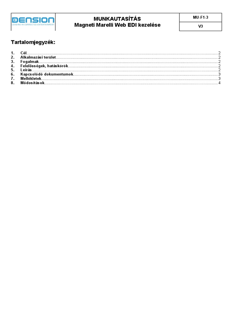 MU-F1-5 Magneti Marelli Web EDI Kezelése - V3 | PDF