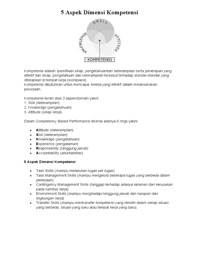 5 Aspek Dimensi Kompetensi | PDF