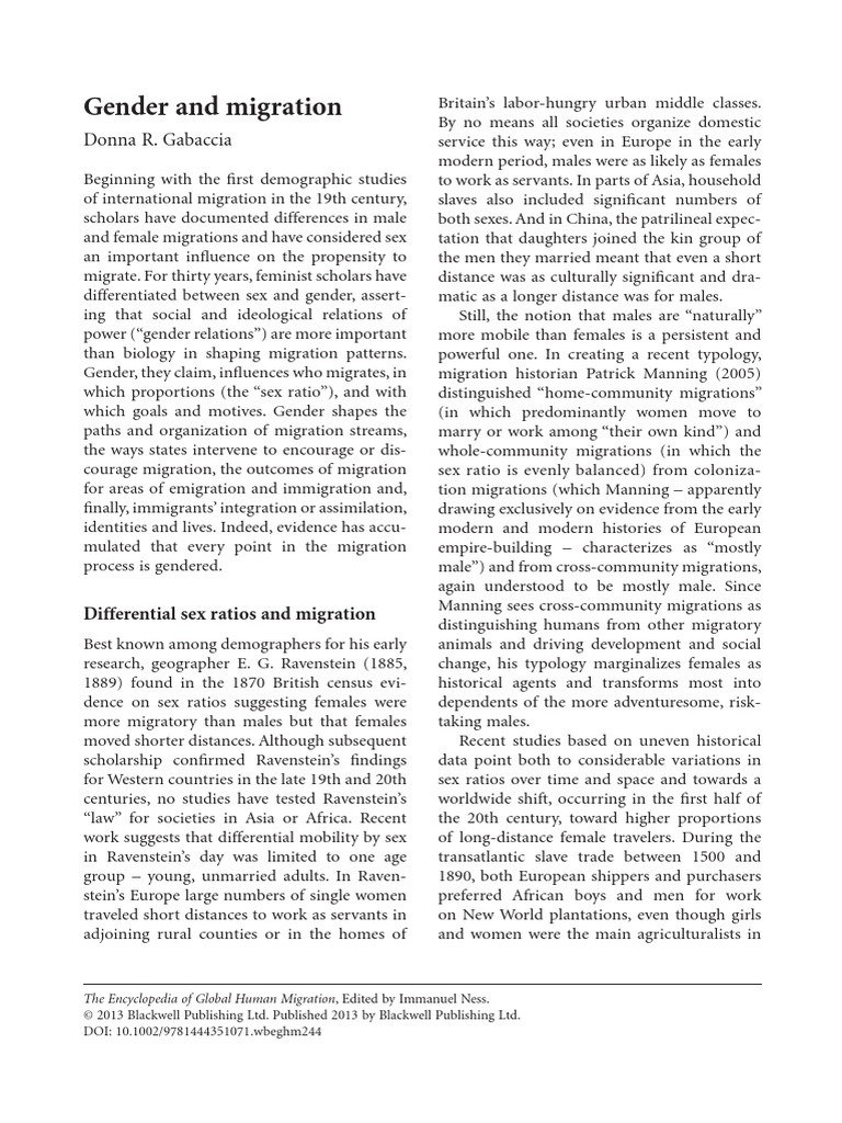 Gender and Migration | PDF | Immigration | Human Migration