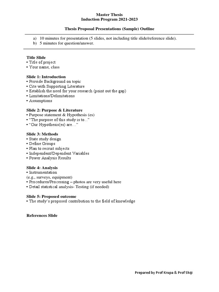 Master Thesis Proposal Presentations Sample Outline | PDF | Survey ...