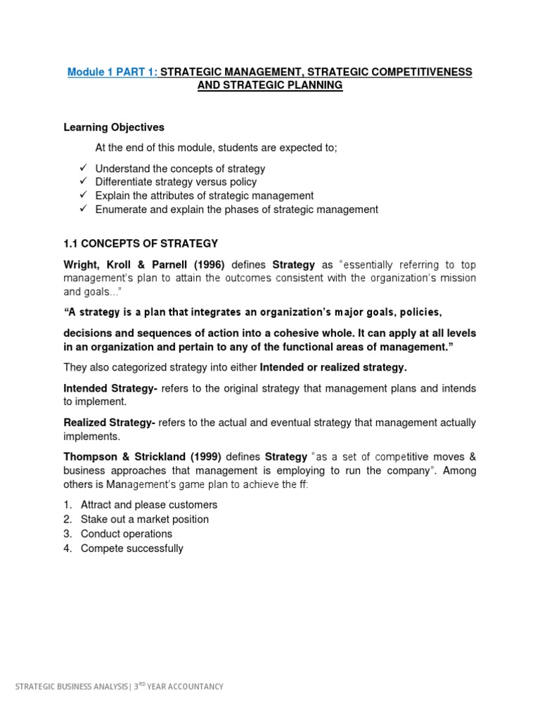 Module 1 PART 1:: Strategic Business Analysis - 3 Year Accountancy ...