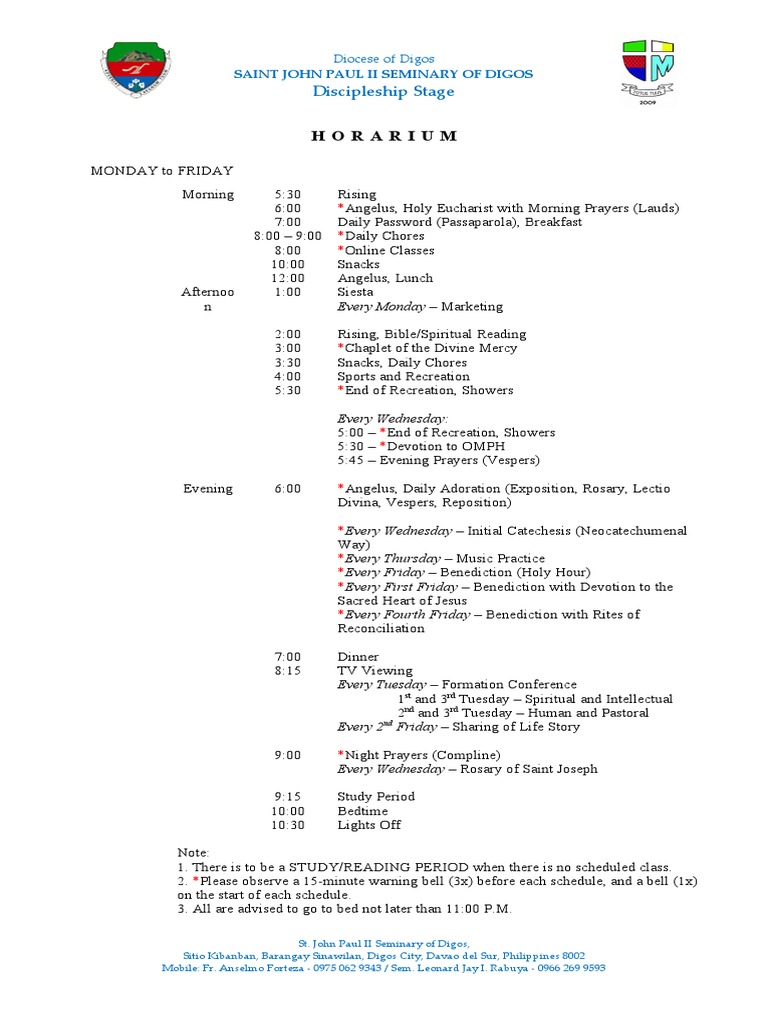 HORARIUM | PDF | Catholic Liturgy | Catholic Spirituality