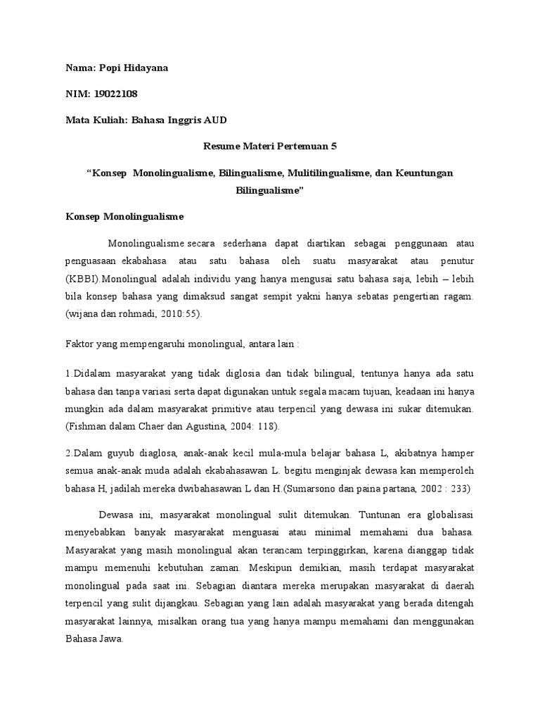 Resume Bahasa Inggris 5 | PDF | Seni & Disiplin Bahasa