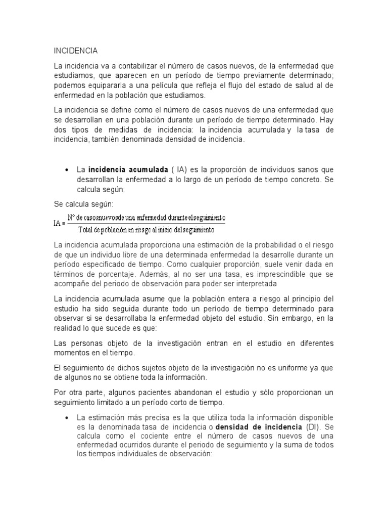 Incidencia: IA y Densidad Explicadas | PDF | Incidencia (epidemiología ...