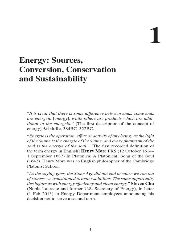 Energy: Sources, Conversion, Conservation and Sustainability | PDF ...
