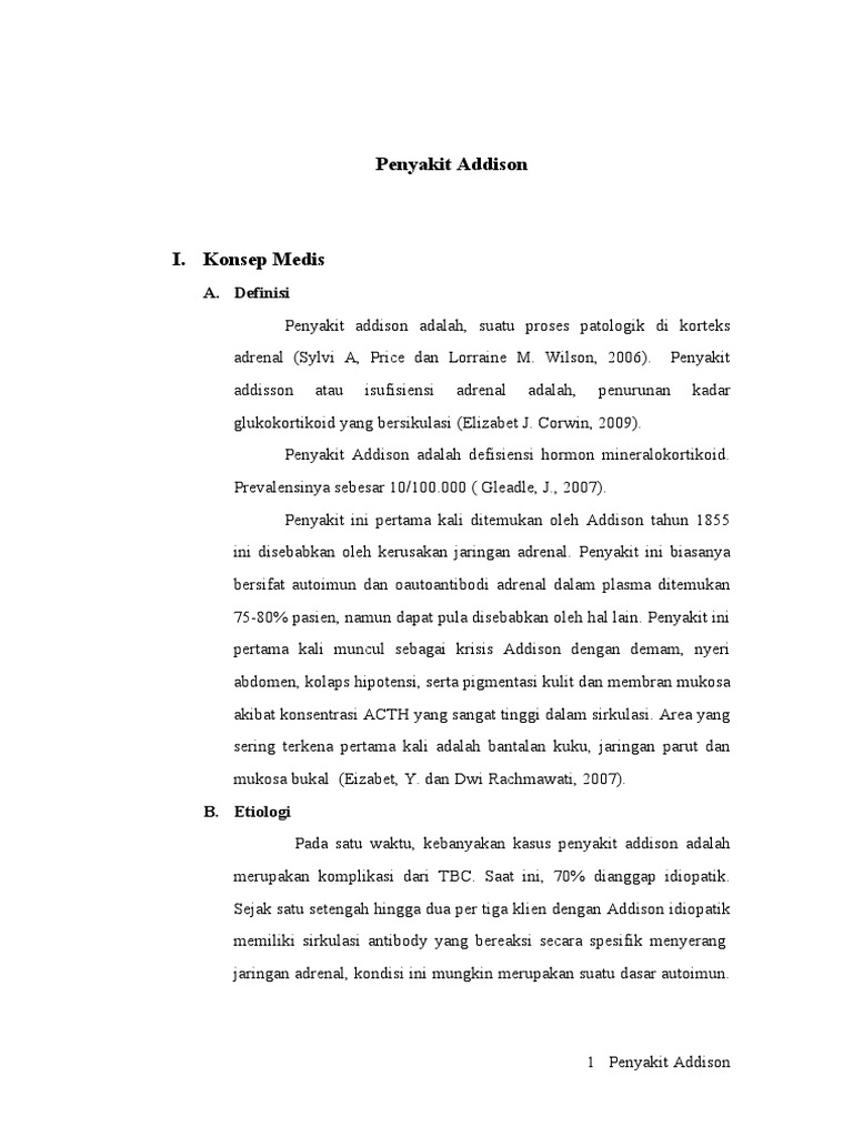 Penyakit Addison: Gejala dan Pengobatan | PDF | Pengembangan Diri ...