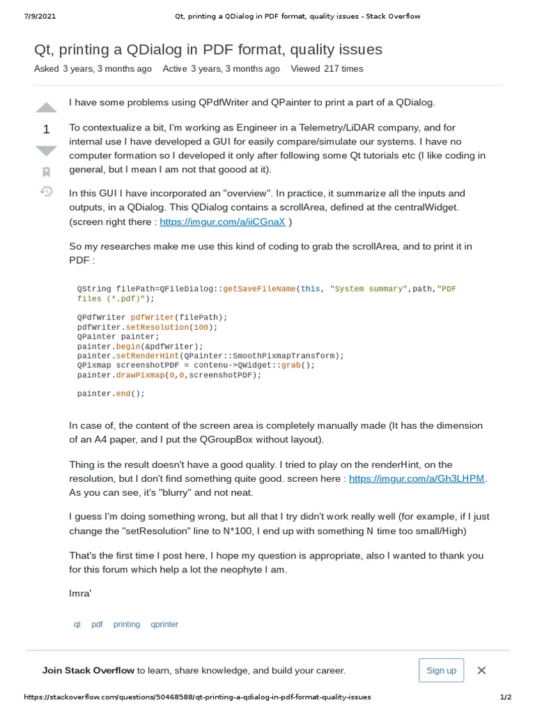 Qt Printing A Qdialog In Pdf Format Quality Issues Stack Overflow Pdf Computer