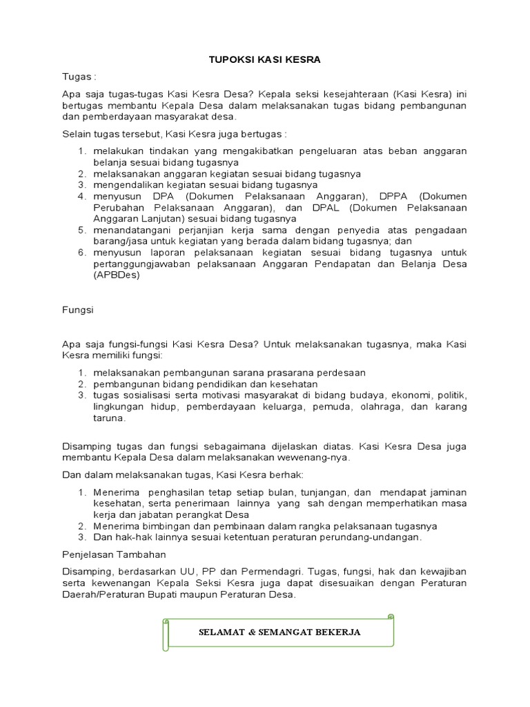 Tupoksi Kasi Kesra | PDF