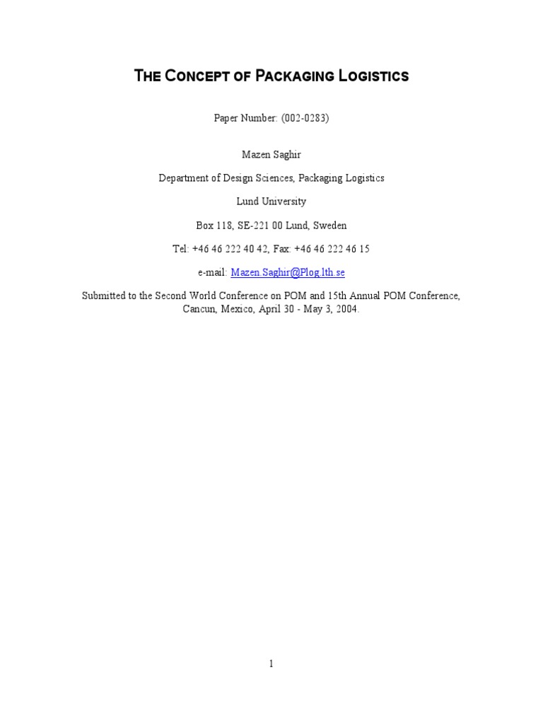 Enhancing Efficiency in Packaging Logistics | PDF | Logistics ...