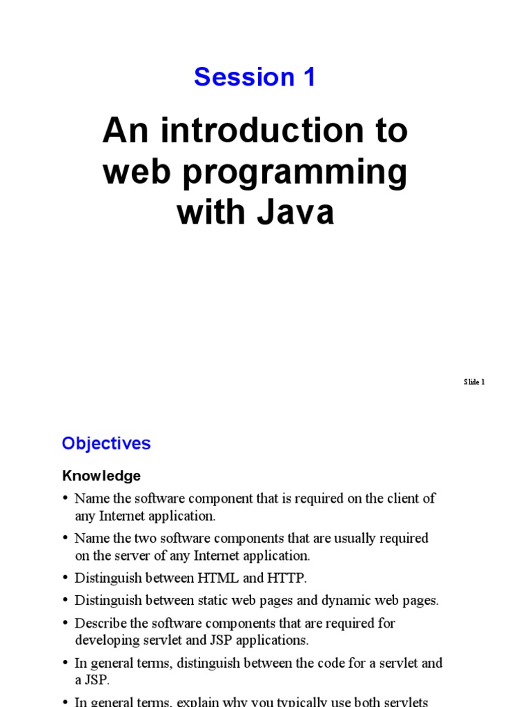 An Introduction To Web Programming With Java: Session 1 | PDF ...