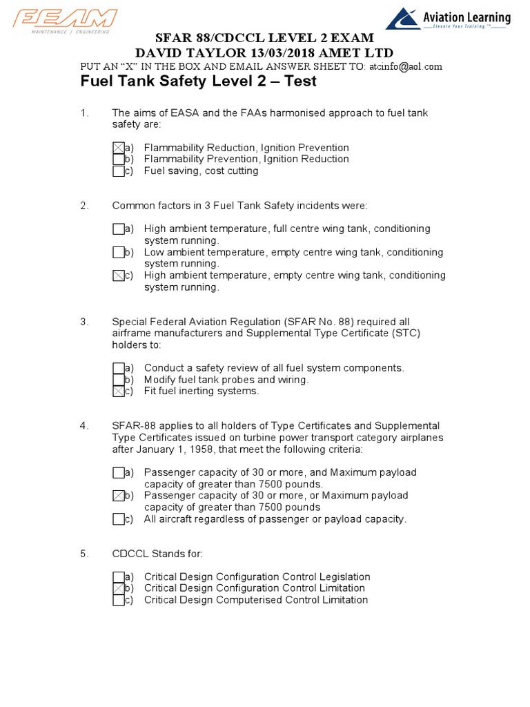 Fuel Tank Safety Level 2 - Test Checkbox STUDENT | PDF | Transport ...