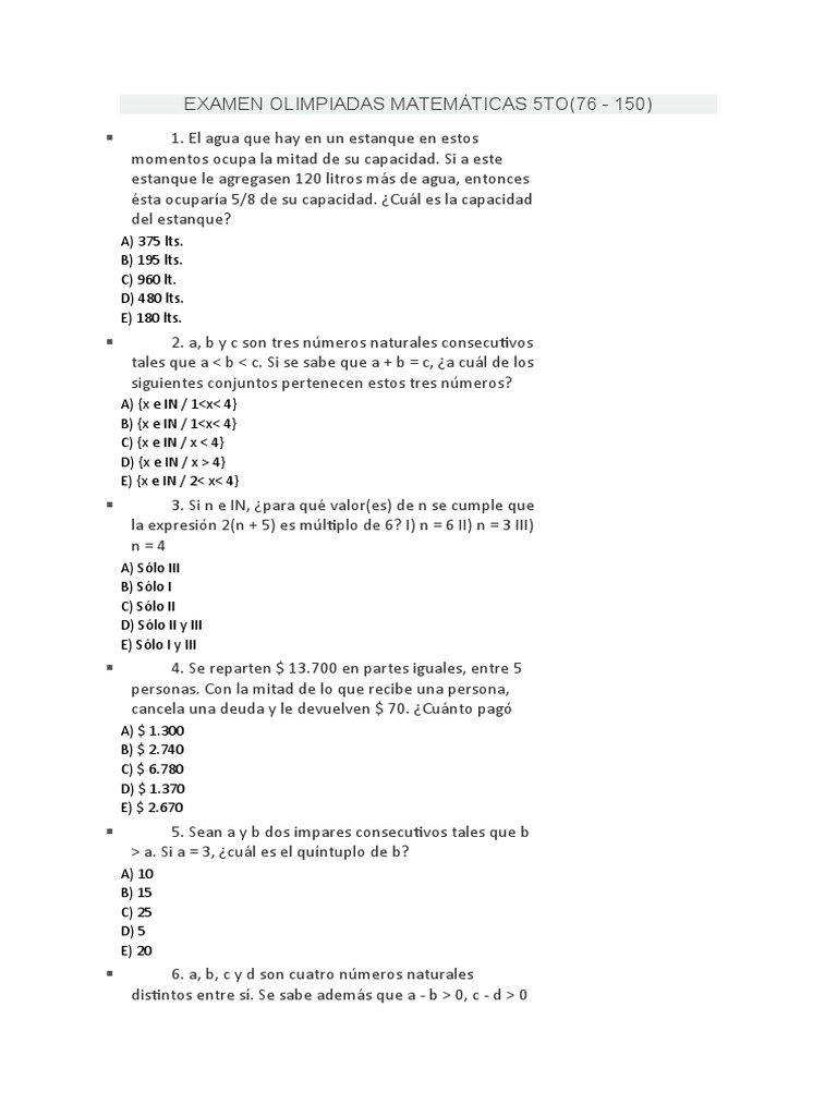 Quinto S | PDF | Matemática Elemental