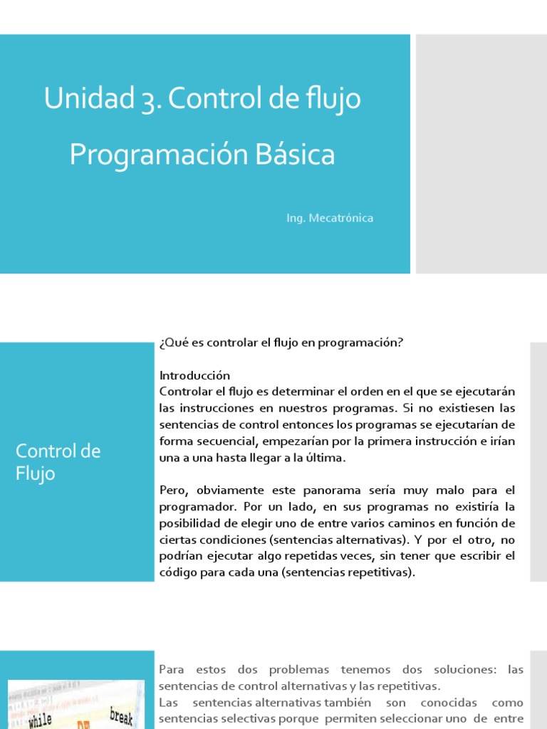 Unidad 3. Programación Básica | PDF | Flujo de control | C