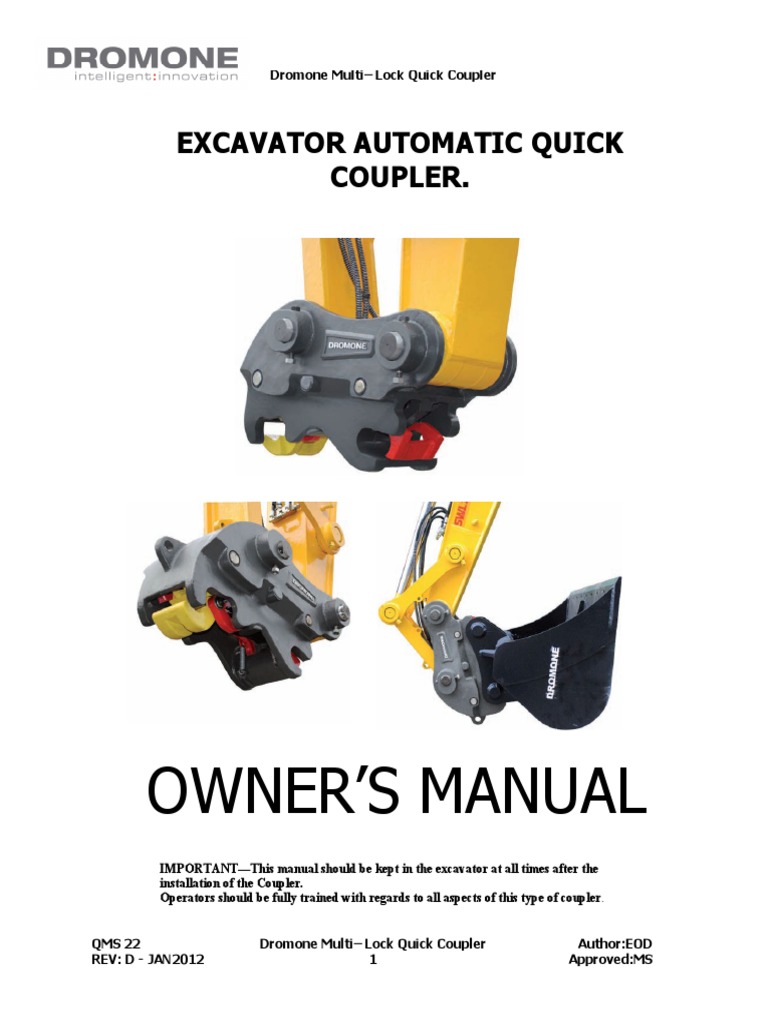Dromone Multi-Lock Quick Coupler Manual | PDF | Equipment | Machines