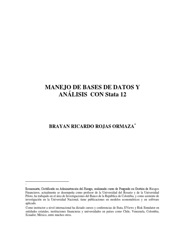 Introducción A Stata 12 Manejo Y Análisis Pdf Ventana Informática